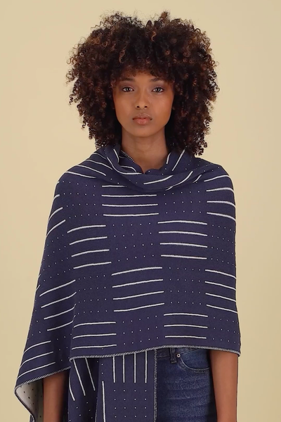 Kichana Wrap / Scarf | Navy and Cream – Mille Collines